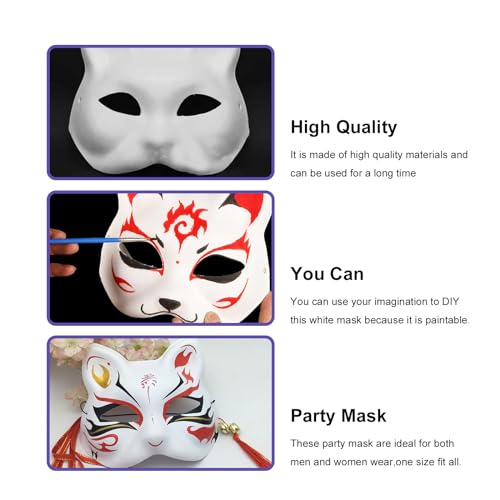 YSFVNP 6 Pcs Cat Mask, DIY Blank Fox Cat Masks, Fox Cat Face Blank Hand ...