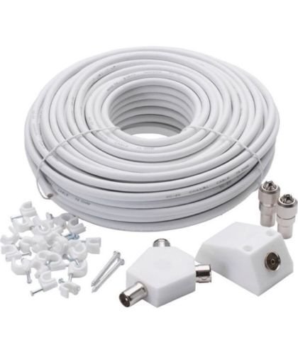 15M TV Aerial Extension Kit Coaxial Plug Splitter Cable Coupler ...