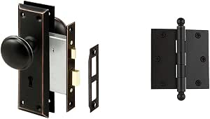 Prime-Line E 2495 Mortise Keyed Lock Set with Knob, Classic Bronze, 3.5 ...