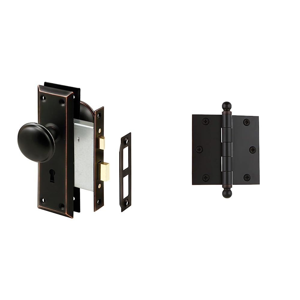 Prime-Line E 2495 Mortise Keyed Lock Set with Knob, Classic Bronze, 3.5 ...