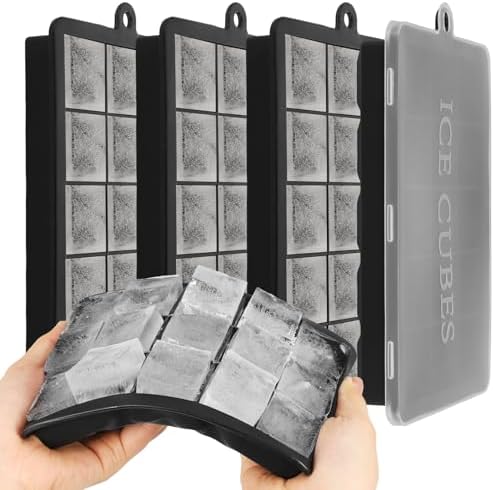 4 Pack Silicone Ice Cube Trays, 20 Square Ice Cube Tray with Lid, Ice ...