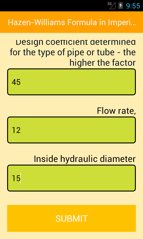 Hazen-Williams Formula in Imperial Units - App on Amazon Appstore
