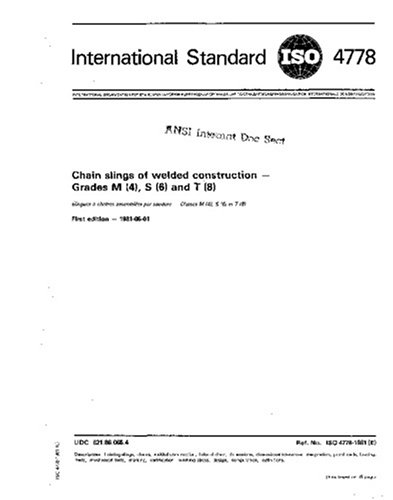 ISO 4778:1981, Chain slings of welded construction - Grades M (4), S (6 ...