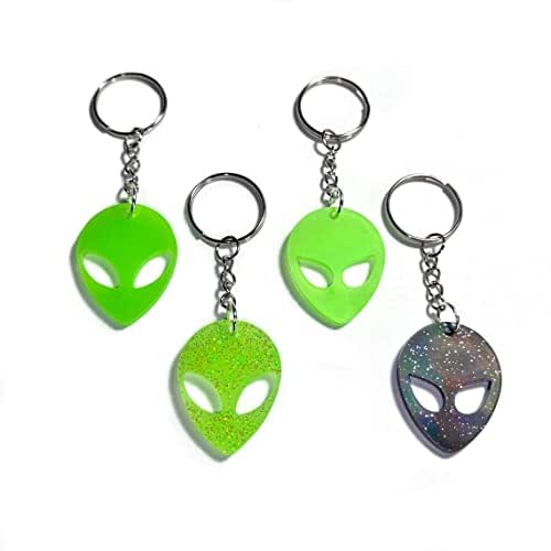 Amazon.com: Glow In The Dark Alien Keychain, Black light Keychain, Key ...