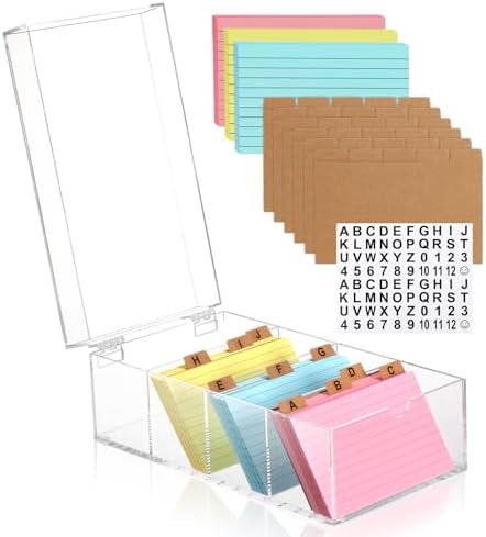 Amazon.com : 3 x 5 Inch Acrylic Index Card Holder Clear Index Card Box ...