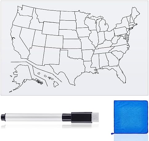 Amazon.com : 24 x 36 Inch Blank United States Map Dry Erase Poster ...