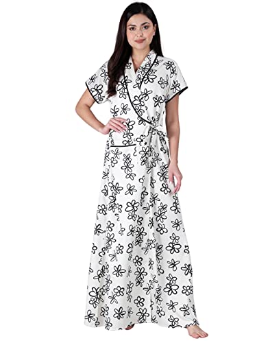Buy Beallamy Women's Pure Cotton Printed House Coat,Front Open ...