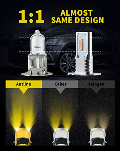 Snapklik.com : Antline Super Bright H3 LED Bulb Golden Yellow Newest Version 3570 CSP-Chips LED ...