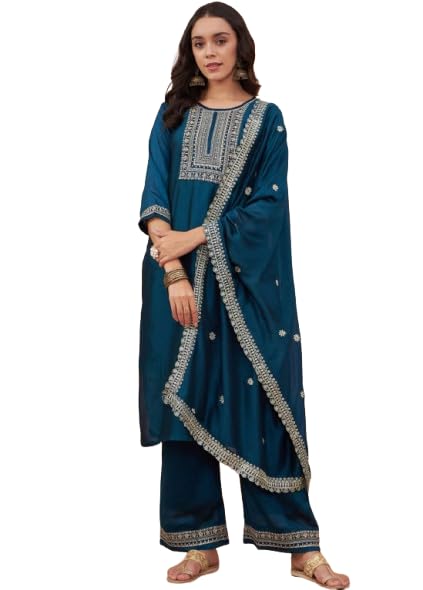 Buy Taklu Women Art Silk Embroidered Work Designer Stylish Kurti Set ...