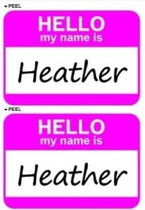 Amazon.com - Hello My Name Is Heather - Sheet of 2 - Window Bumper ...