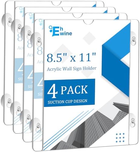 Amazon.com : EHWINE 4 Pack Acrylic Window Sign Holder 8.5×11 with 4 ...