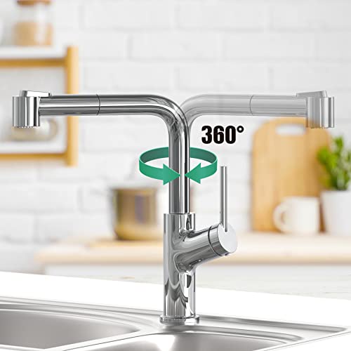 High Pressure Kitchen Tap Extendable (Chrome) – BigaMart