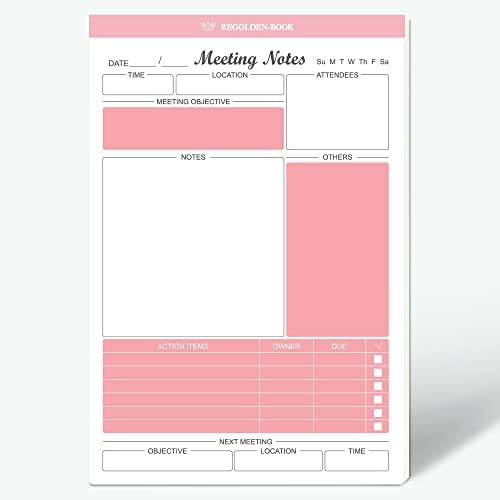 Amazon.com : Regolden-Book Meeting Notes Notepad for Work, Meeting ...