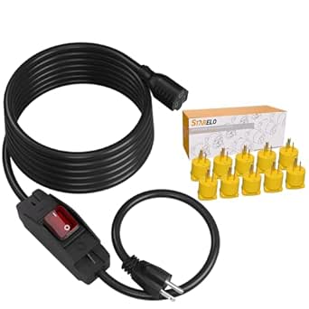 STARELO 10FT Extension Cord with Waterproof Switch + NEMA 5-15P 10PCS. - Amazon.com