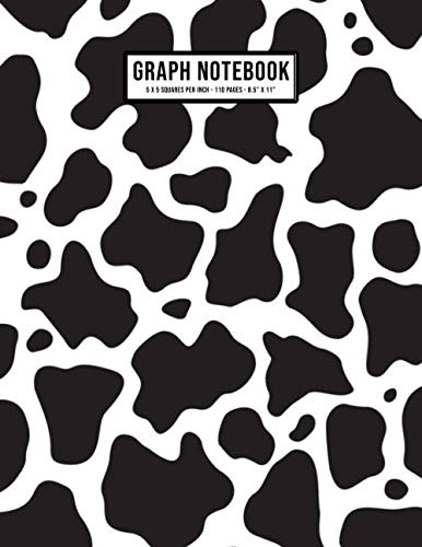 Cow Graph Notebook: Cow Large Graph Paper Notebook | 5x5 Grid | 110 ...