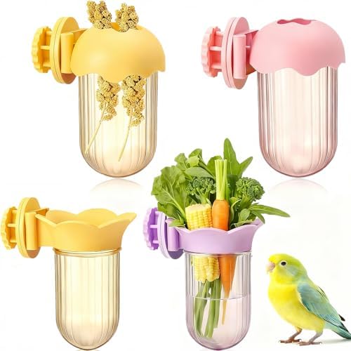 Amazon.com : Ferrochef 4 Pcs Millet Holder for Bird Cage Feeder Parrot ...