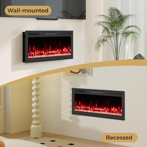 GOFLAME 42 Inch Smart WiFi Electric Fireplace, Compatible with Alexa ...