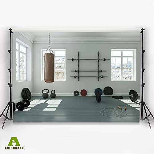 Aoihrraan 2,7×1,8m Gym Backdrop Modern Fitness Room Dumbbell Sandbag ...