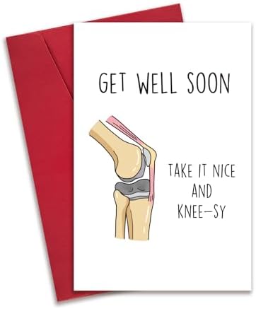 Amazon.com : RollupJoy Funny Get Well Soon Knee Card for Friends, After ...