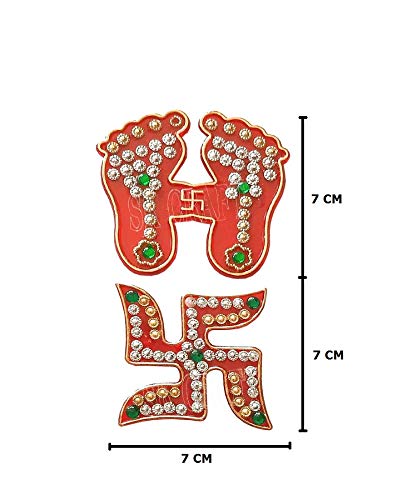 Buy SK Craft Acrylic Stone Work Laxmi Charan Paduka with Swastik ...