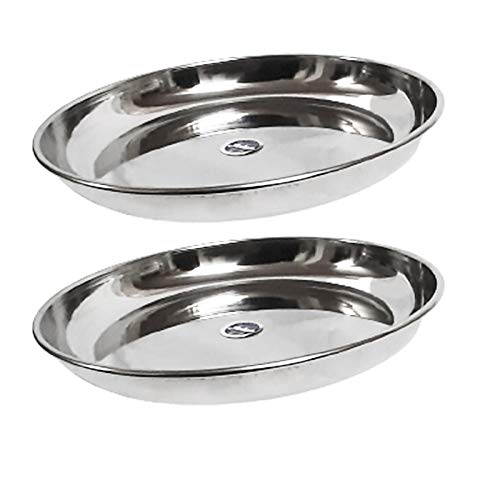 Buy ® Stainless Steel Dinner Plate (Bottom Curved Plate) SS Lunch Plate ...