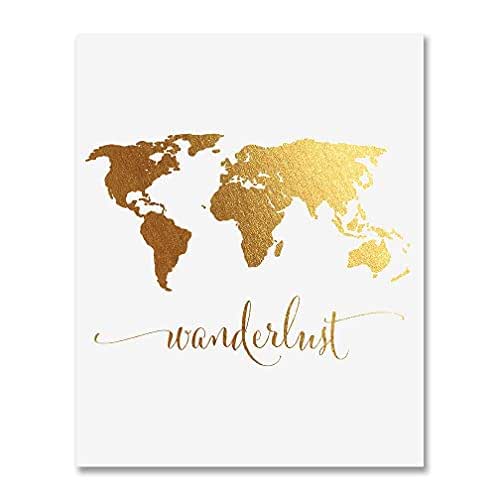 Amazon.com: DIGIBUDDHA Wanderlust World Map Gold Foil Art Print Travel ...