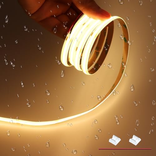 JOYLIT 24V COB LED Strip Lights 6 Meters 3000K Warm White Waterproof ...