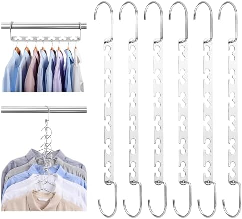 6 PCS 26CM Metal Space Saving Hangers, Multi Hangers for up to 12 ...