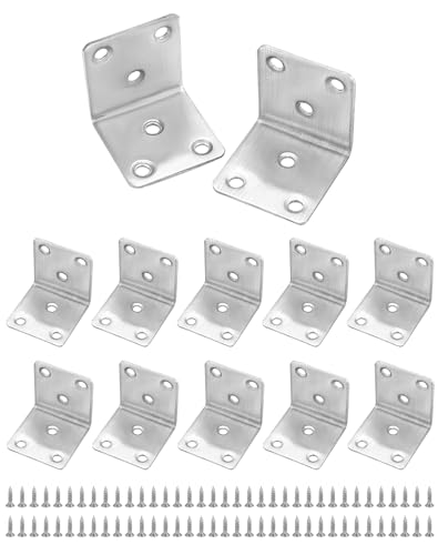 QWORK 12 Pcs Stainless Steel Angle Brackets – 40 x 40 x 40 mm, 2 mm ...