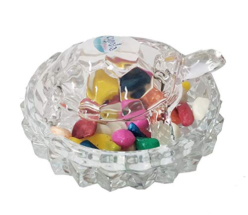 Lvi Craft Crystal Glass Turtle/kachua Plate with Color Full Stones Feng ...