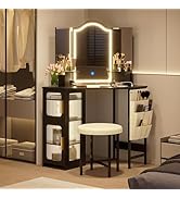 Amazon.com: LVSOMT Small Makeup Vanity with Glass Top, White Vanity ...