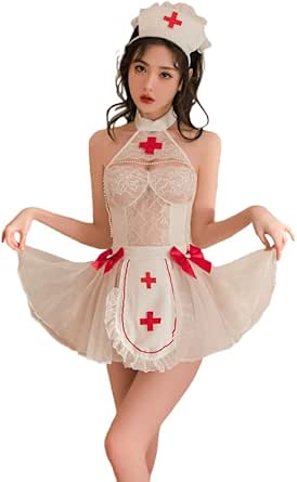 Amazon.co.jp: [YAISHN] ナース服 セクシー 胸あき シースルー コスプレ 過激 エッチ エロい 可愛い ナース 看護婦 情趣 調教 露出 へそ出し カチューシャ Tバック ...