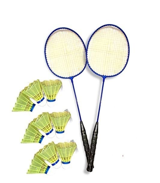 Buy Set of 2 Piece Badminton Racket with 9 Piece Shuttle Online at Low ...