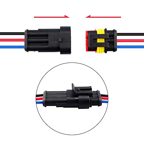 MUYI 5 Kit 3 Pin Way 18 AWG Waterproof Connector Wire 1.5mm Series ...