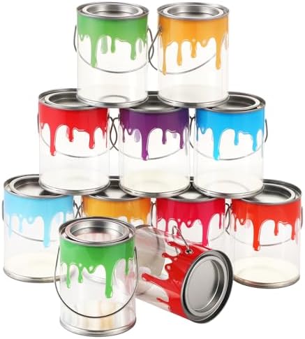 Amazon.com: RHBLME 12 Pack Mini Clear Plastic Paint Cans with Metal ...