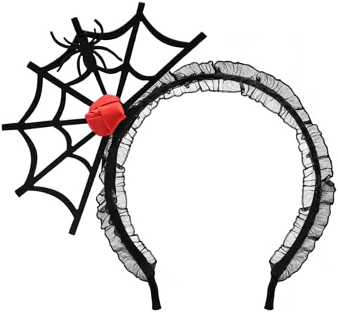 Amazon.com : Halloween Spider Web Headband, Black Lace Hairband, Gothic ...