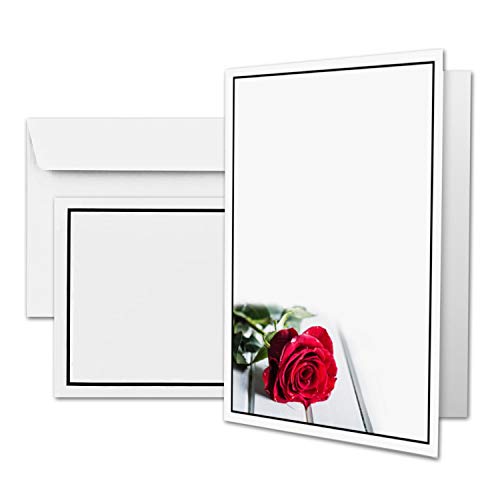 100 x Sympathy Card DIN A6 Motif Rose + Mourning Envelopes DIN C6 Black ...
