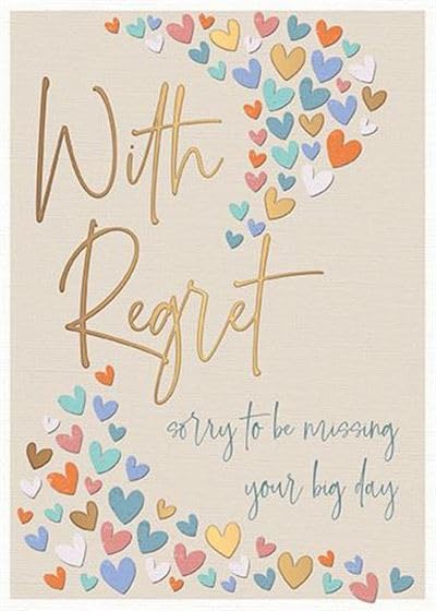 Wedding Regret Card - Colourful Love Hearts with Embossed Foil Details ...