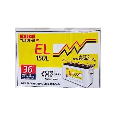 Exide EL150 Tubular Battery, 12 V, Warranty: 36 months : Amazon.in ...