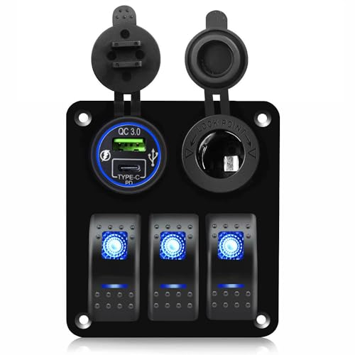 Snapklik.com : FXC Blue 3 Gang Marine Boat Rocker Switch Panel Circuit ...