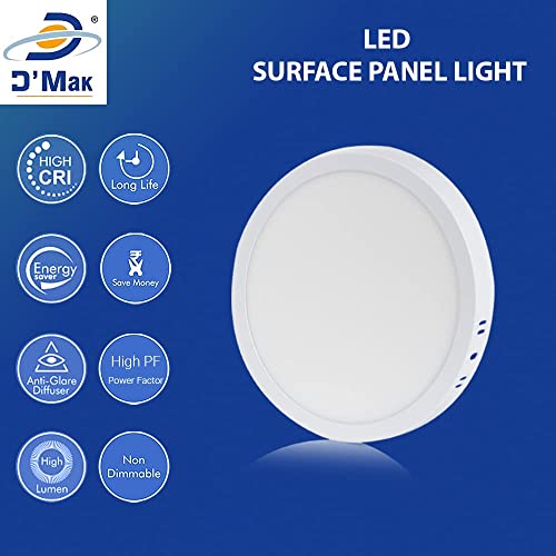 D'Mak 6 Watts Round Led Surface Panel Light with IP50 Dust Proof Cool ...
