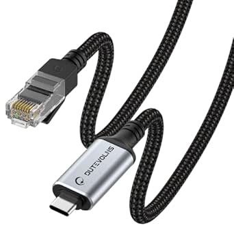 Dutevolns USB C to Ethernet Cable 6.6FT, Type C to RJ45 Nylon Cord ...