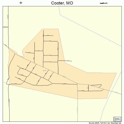 Large Street & Road Map of Cooter, Missouri MO - Printed poster size ...