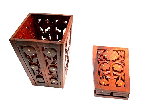 PINDIA WOOD BEAUTIFUL DESIGN SMALL FOLDING DUSTBIN HOLDER CONTAINER ...