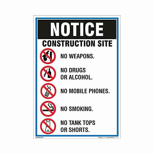 Buysafetyposters Com Notice For Construction Site Sign In English Eco ...