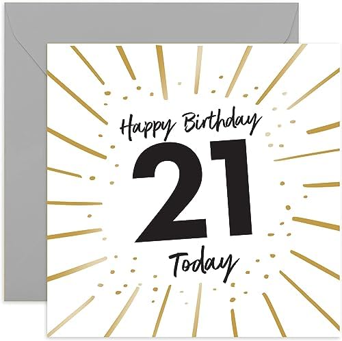 Old English Co. 21 Today Birthday Card for Man or Woman - Gold Foil ...