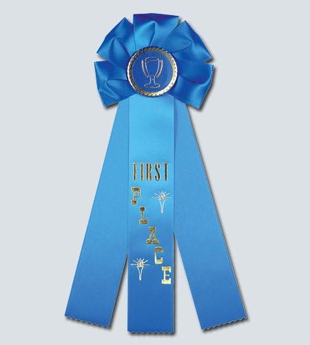 Amazon.com : First Place, Rosette Placement Ribbons, Blue, pack of 2 ...