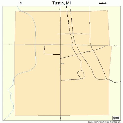 Large Street & Road Map of Tustin, Michigan MI - Printed poster size ...