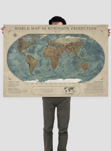 Amazon.com: Classic World Map: Robinson Projection Decor Roll-up Paper ...