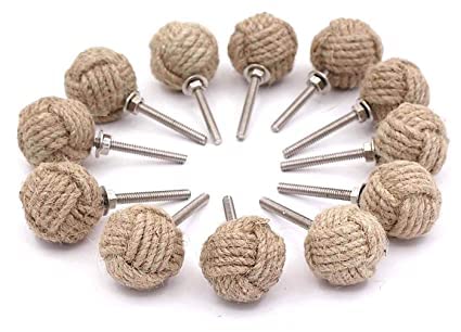 The Antique's Lab Set of 2 Jute Rope Knot Door Knobs Drawer Pulls and ...